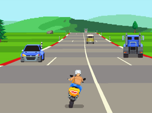 高速道路のツーリングゲーム【Retro Drive Highway】 ｜ 無料ブラウザゲーム｜アクションゲームの庵